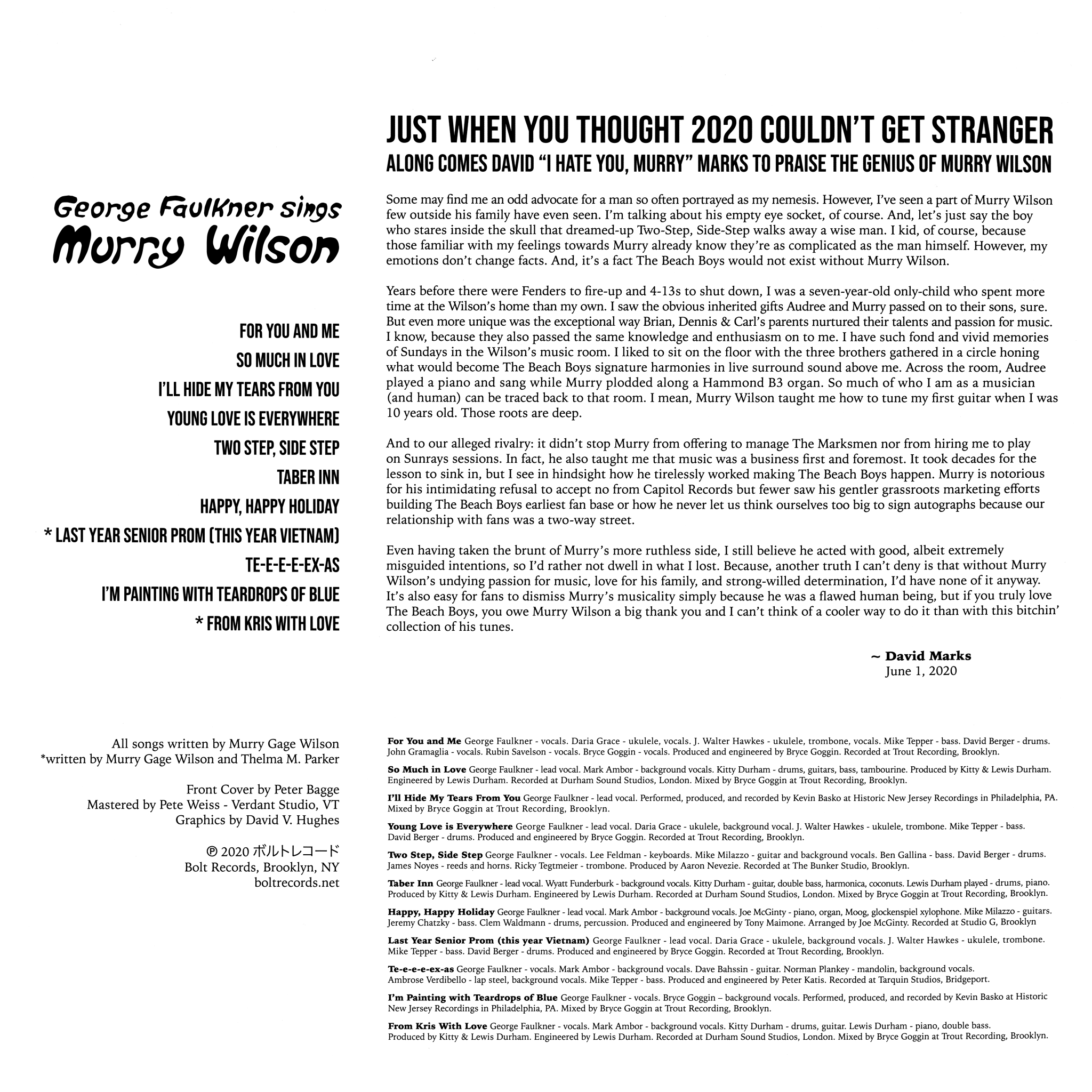 Sings Murry Wilson – BOLT RECORDS